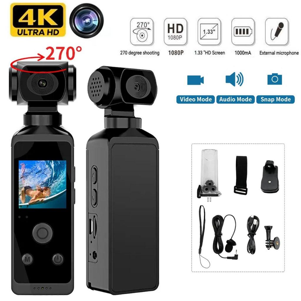 4K HD Pocket Action Camera 270° Rotating Wifi Mini Sports Camera ...