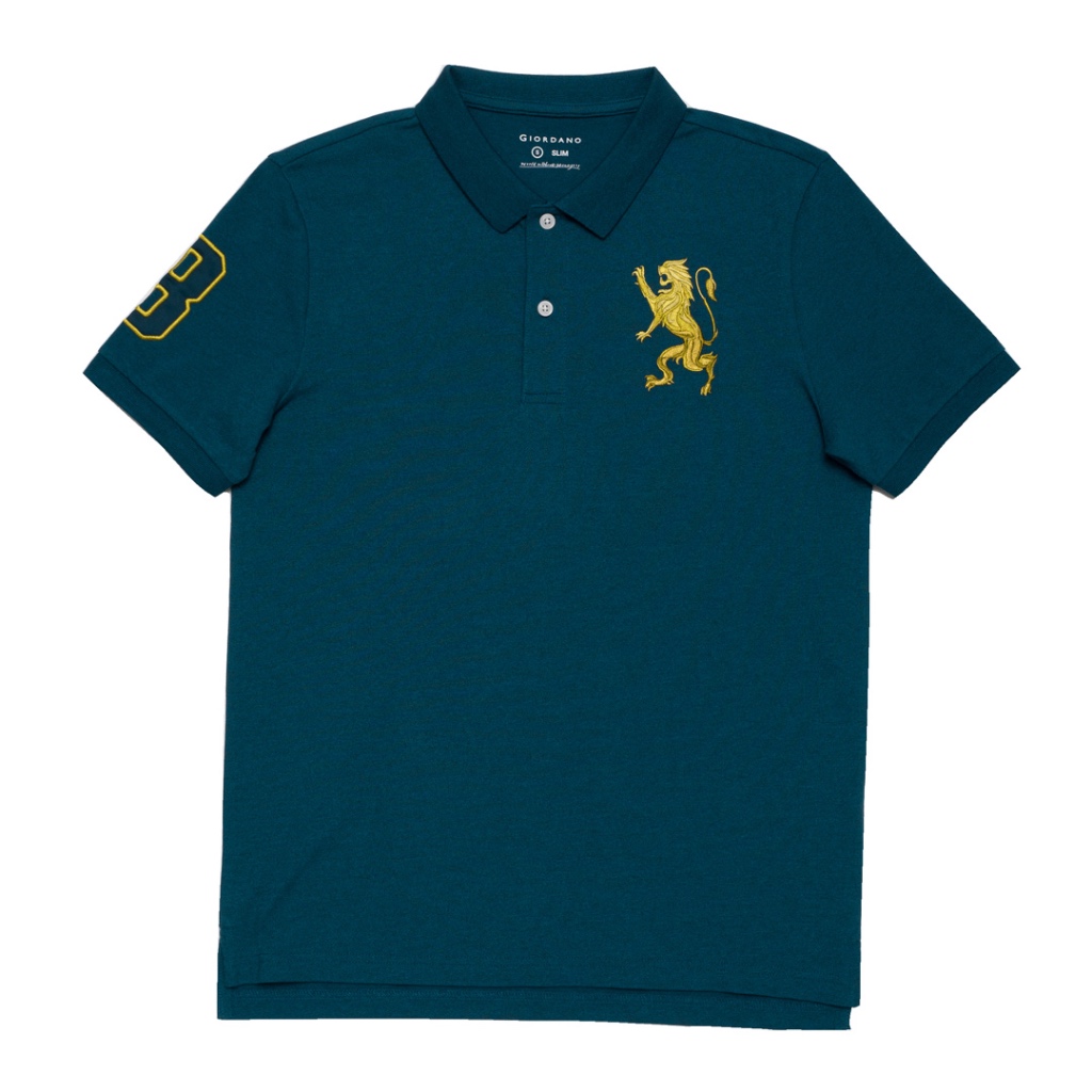 GIORDANO Men's 3D Lion Polo (01014222) - 44 - Melange Dark Key Largo ...
