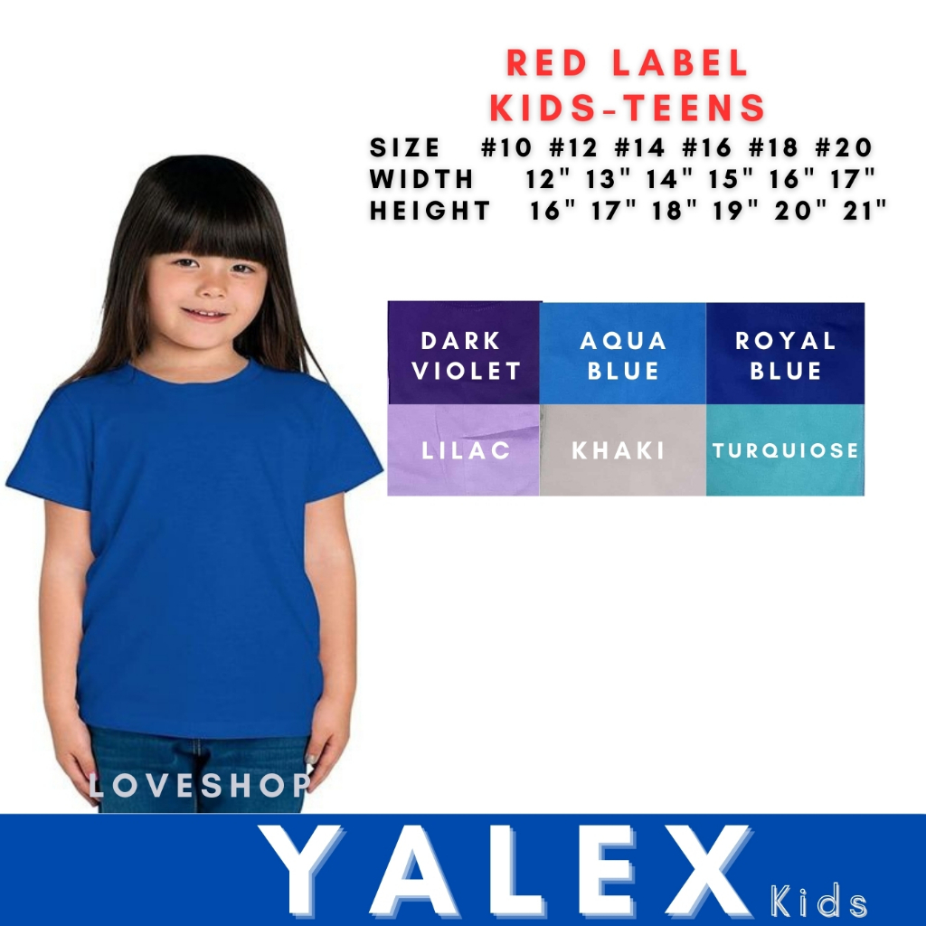 YALEX COLORED TSHIRT KIDS COTTON | Shopee Philippines