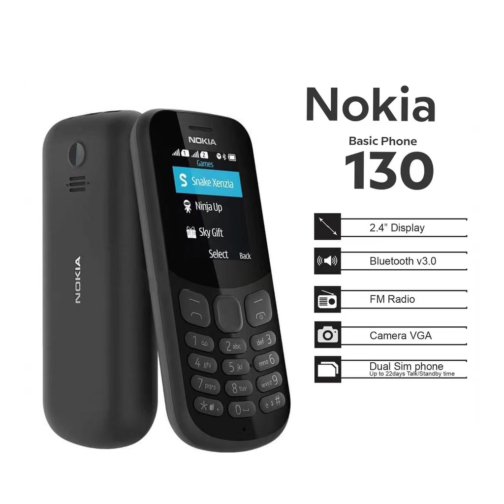 Original Nokia Mobile Phone 130 Basic Dual Sim Keypad FM Radio Micro SD ...