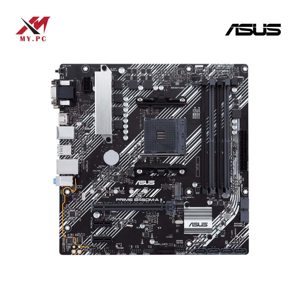 ASUS PRIME B450M-A II AM4 Micro ATX Motherboard with M.2 support Aura ...