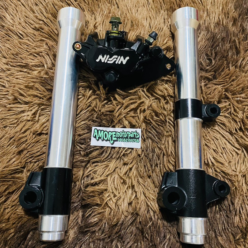 AMR Lighten Front Shock Black Plain Billion with Nissin Caliper black ...