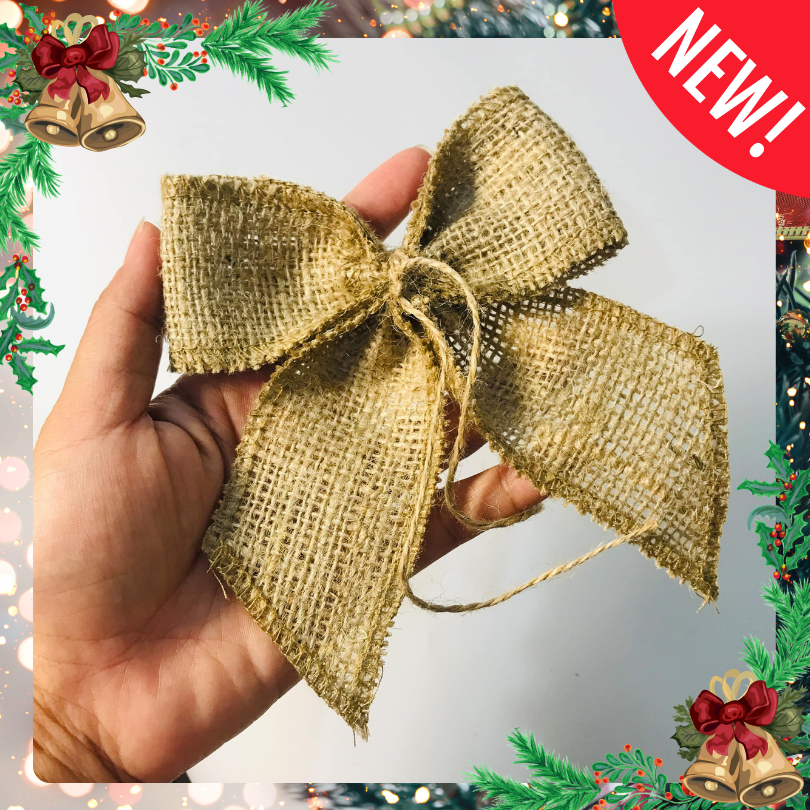 6 Pieces Jute Bow Ribbon Burlap Bow Knot Handmade Decorative Natural ...