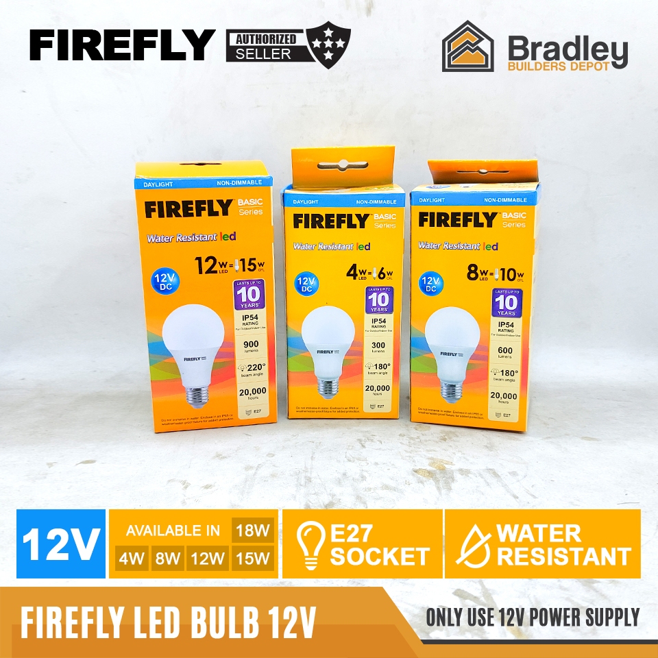 Firefly LED Bulb 12V DC Daylight (4W,,8W,12W,15W,18W) | Shopee Philippines