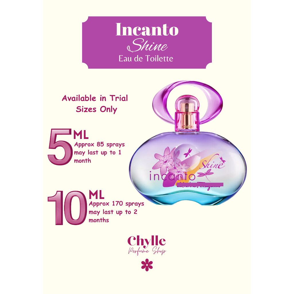 Incanto Shine Eau de Toilette for Women in Trial Sizes Only | Shopee ...
