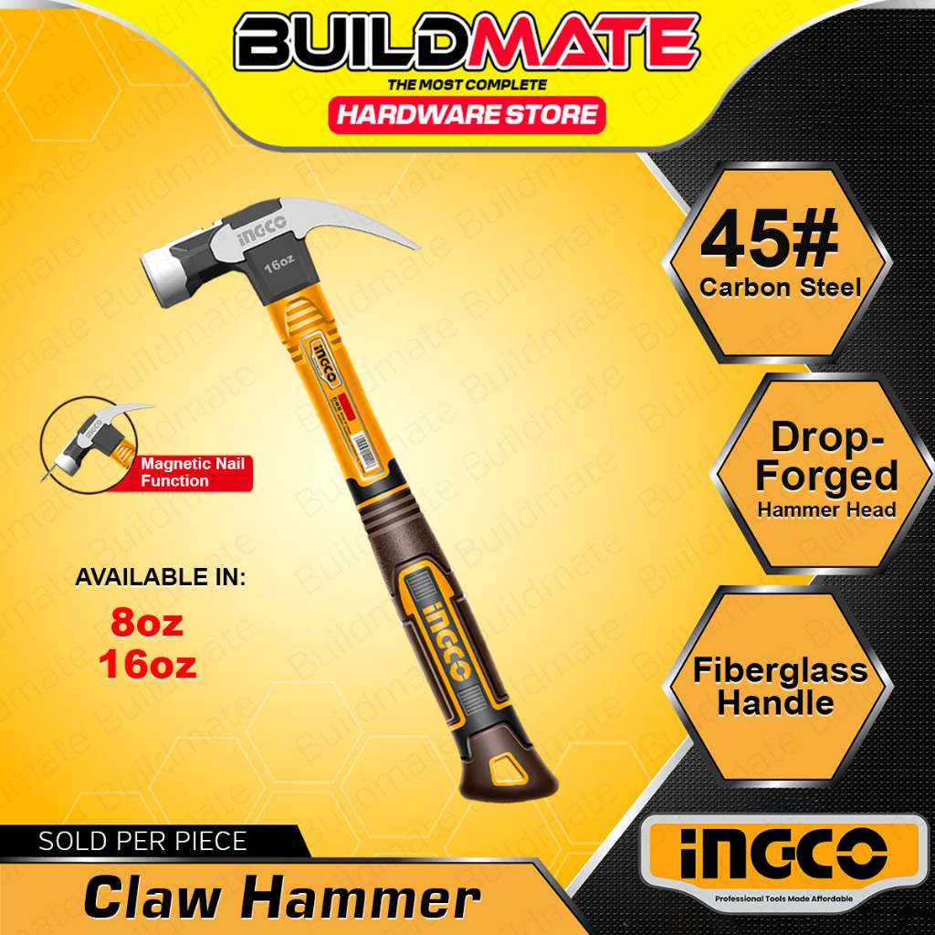 BUILDMATE Ingco Claw Hammer 80z / 16oz Carpenter Nail Hammer Drop ...