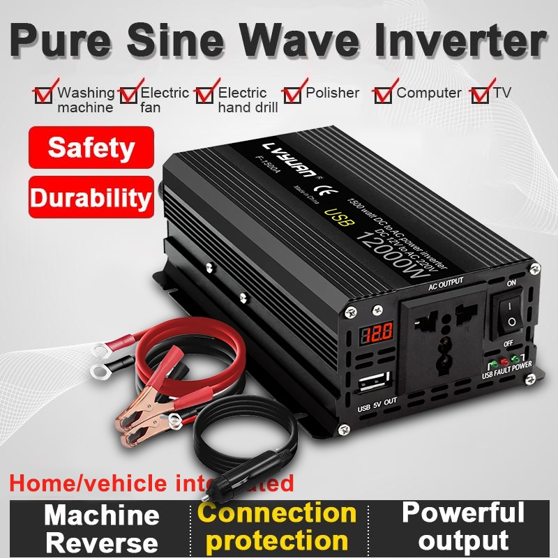 12000W Car Power Inverter Solar Converter DC 12V to AC 220V Original ...