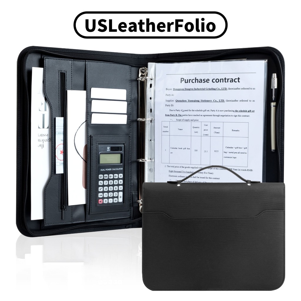 File Folder Portable Professional Business Portfolio Folder A4 Leather ...