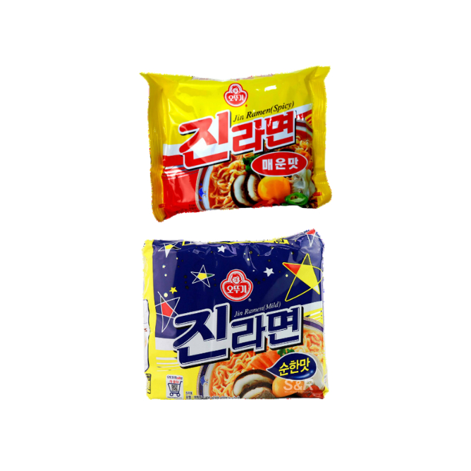 Ottogi Jin Ramen Spicy 5 x 120g & Jin Ramen Mild 5 x 120g | Shopee Philippines