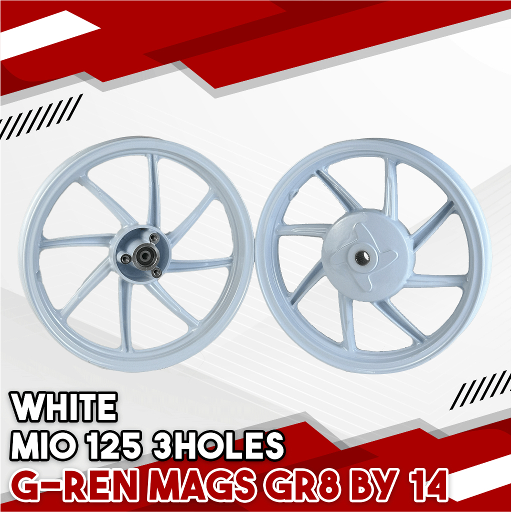 G-REN MAGS GR8 BY 14 FOR MIO 125 3 HOLES WHITE | Shopee Philippines
