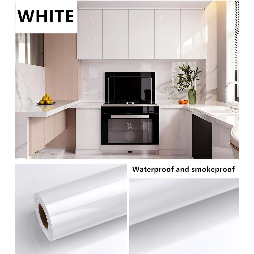 Supermax WHITE color 40cm X 500cm painted surface wallpaper, cabinet ...