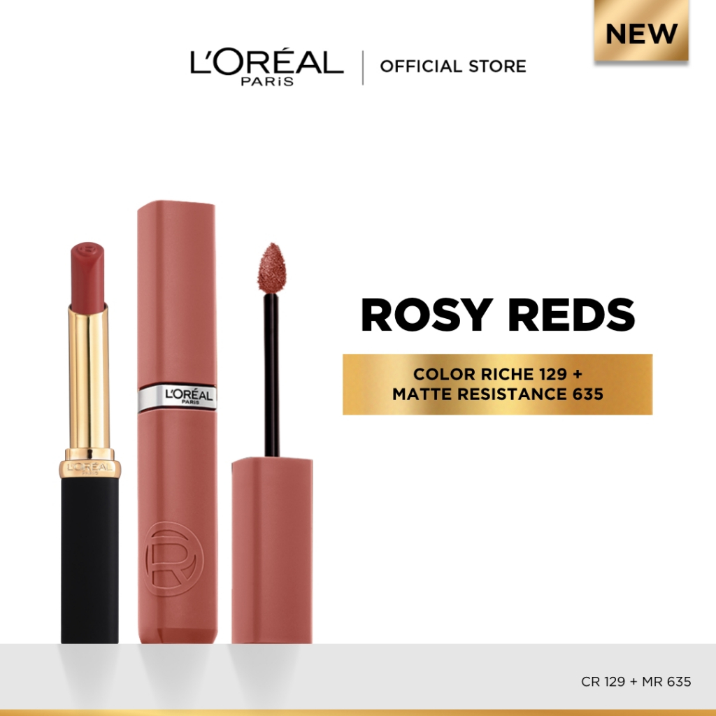 NEW LOreal Paris Rosy Reds - Color Riche Lipstick + Infallible Matte ...
