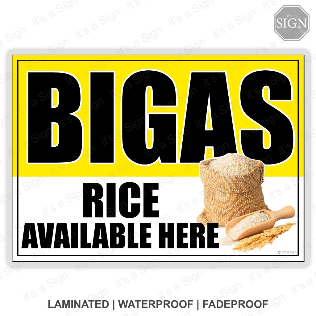 Bigas Rice For Sale Sign - Laminated Signage Labels - A4 / A3 Size ...
