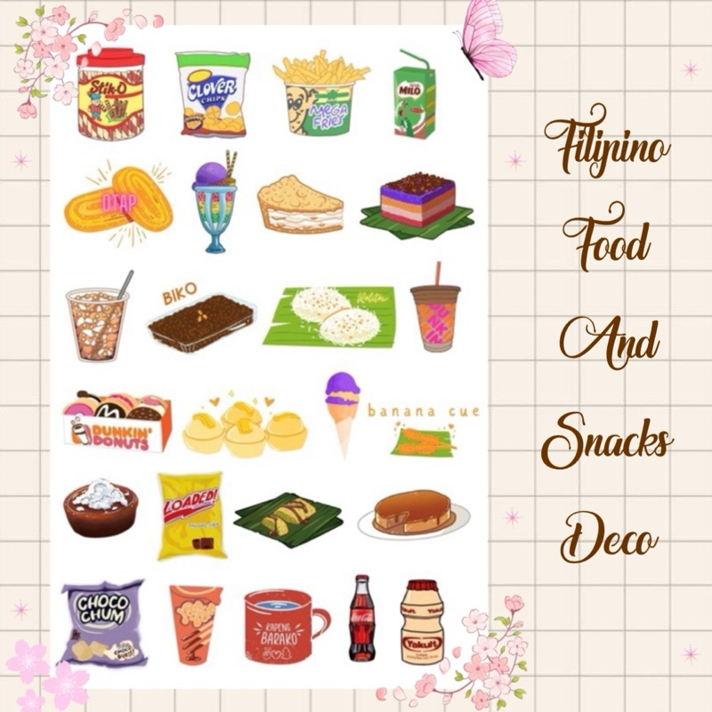 Filipino Food and Snacks Deco Waterproof Vinyl Sticker Pack Die-cut ...