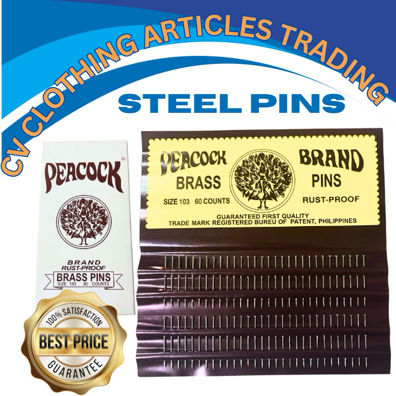 ASPILI BRASS PINS RUST-PROOF FLAT HEAD 60 COUNTS PER PAD (SOLD PER PAD ...