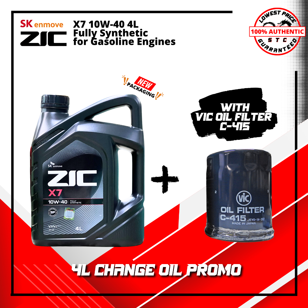 SK ZIC 4 Liters X7 10W40 For GASOLINE Engine with C-415 Oil Filter ...