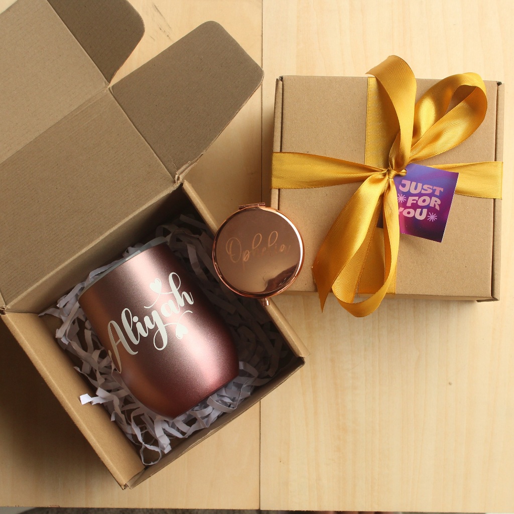 Free Label Personalized Egg Mug with Engraved Compact Mirror | Gift Set ...