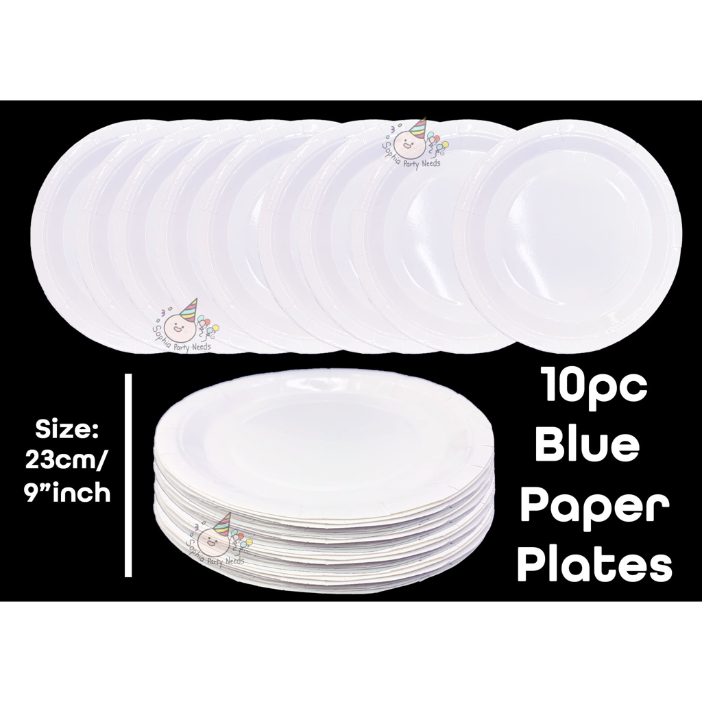 Paper Plates Plain No Design Black White Pink Blue (9"inches) | Shopee ...