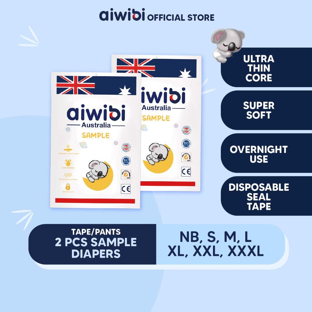 Aiwibi Baby Diaper Tape and Pants Trial Pack Newborn - XXXL 2 pcs ...