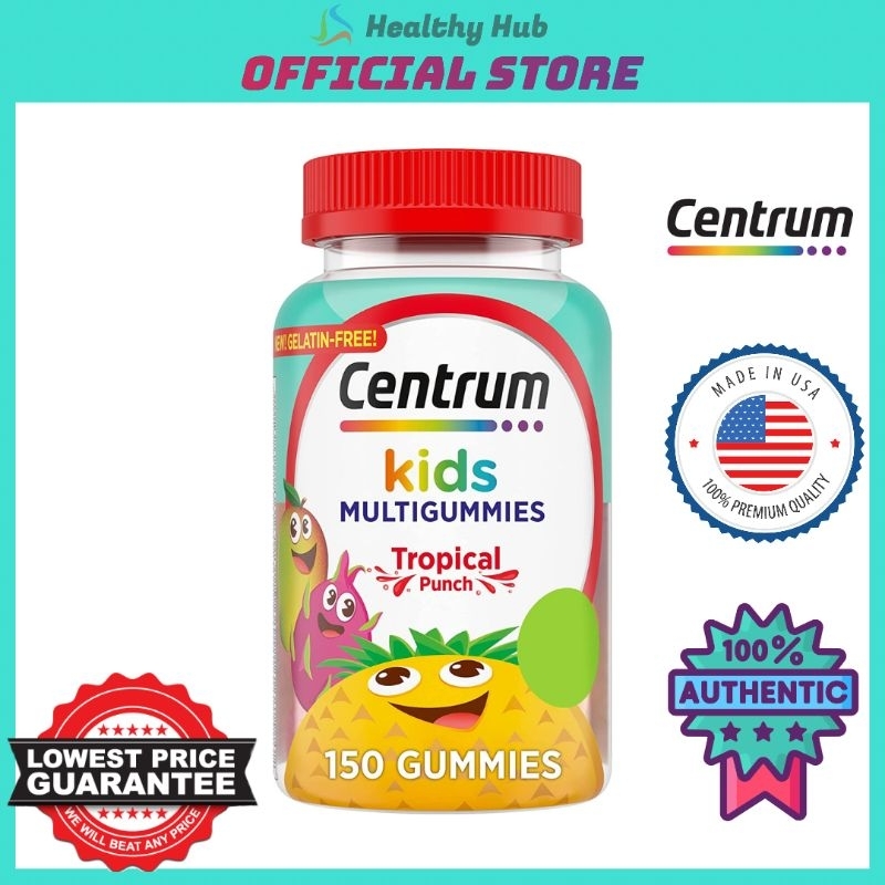Centrum Kids Multivitamin Gummies, Tropical Punch Flavor with Natural ...
