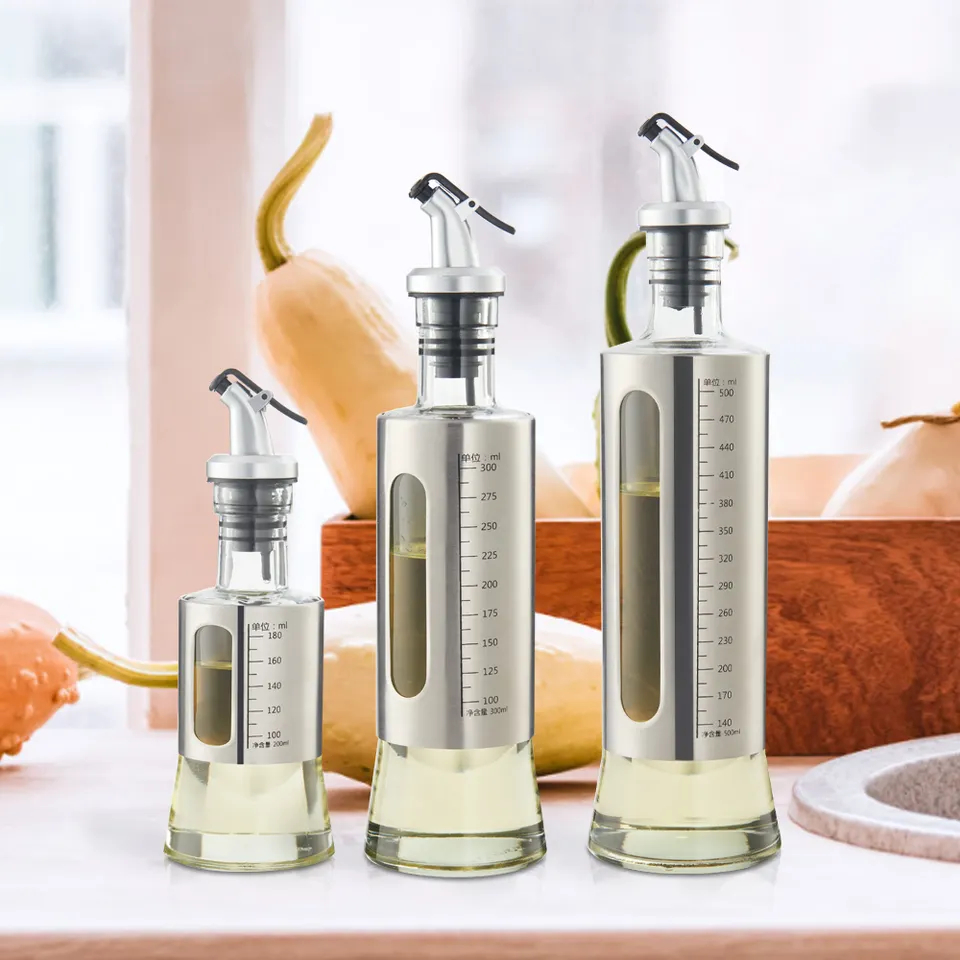 Glass Oil Container Cooking Seasoning Olive Oil Dispenser Bottles Oil ...