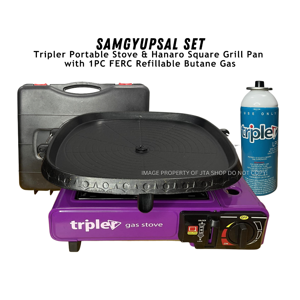 Samgyupsal Set Tripler Portable Stove & Square Hanaro Grill Pan with ...