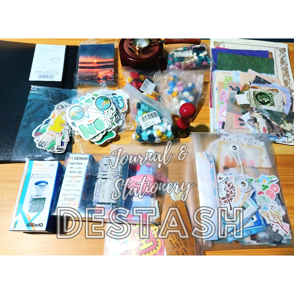 Journaling & Stationery Destash Bundles (Binder Notebook, Wax Seal Stamp Set, Stickers, Date ...