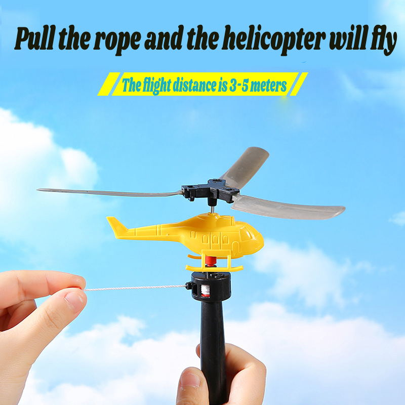 Mini helicopter wind rotating toy pull string helicopter children's ...