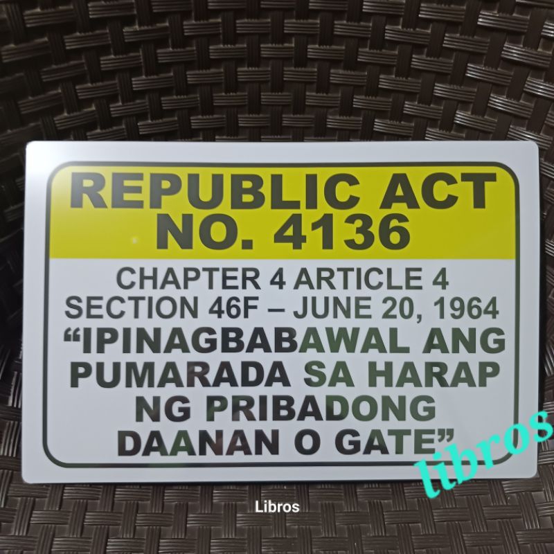 PVC A4 size Signage Yellow RA Ipinagbabawal ang Pumarada | Shopee ...