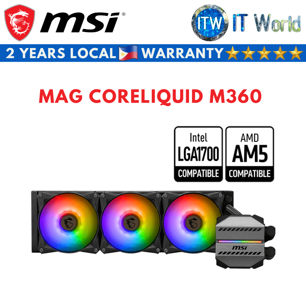 Msi Mag Coreliquid M240/M360 Aluminum Two Ball Bearing ARGB Liquid Cooler | Shopee Philippines