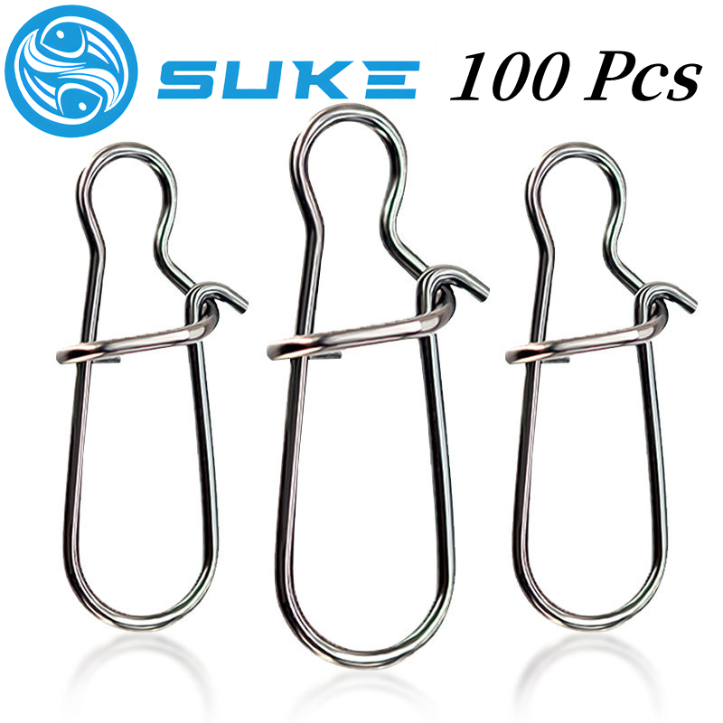 SUKE 100Pcs Snap Fishing Barrel Swivel Snap Pin Fishing Connector Pin ...