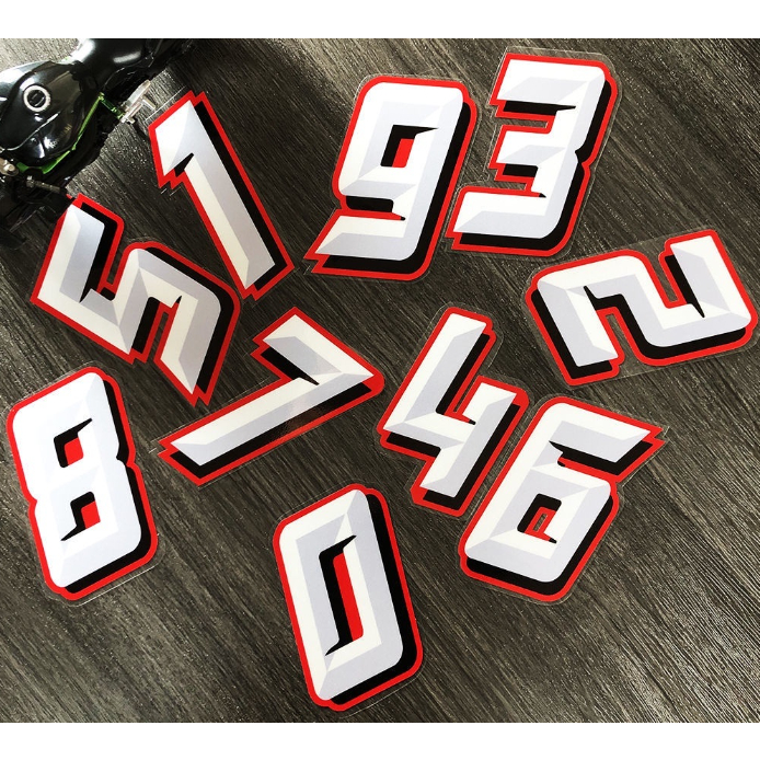 Racing Number Sticker Waterproof Vinyl 3.5 inches in Height, Printed ...