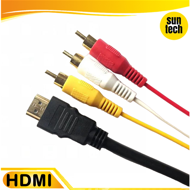 HDMI Cable Male to 3 RCA AV Composite Male M/M Connector Adapter Cable Cord Transmitter | Shopee ...