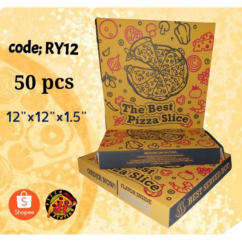 Printed Pizza box 12×12×1.5 | 50 pcs | Corrugated | Shopee Philippines