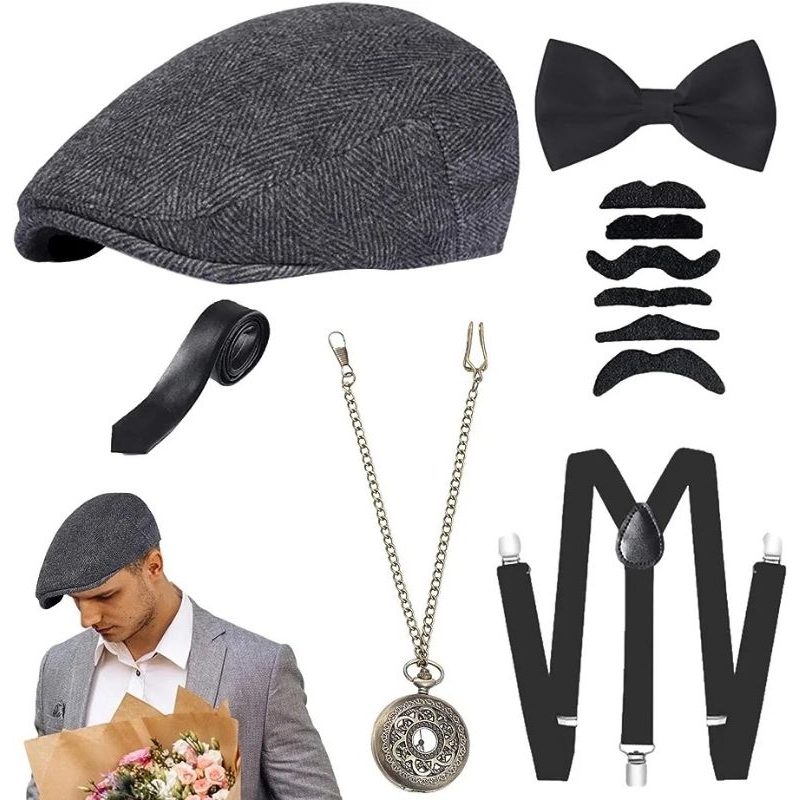 Gatsby Accessories for Men | 1920s Men's Accessories Flat Cap Gangster ...