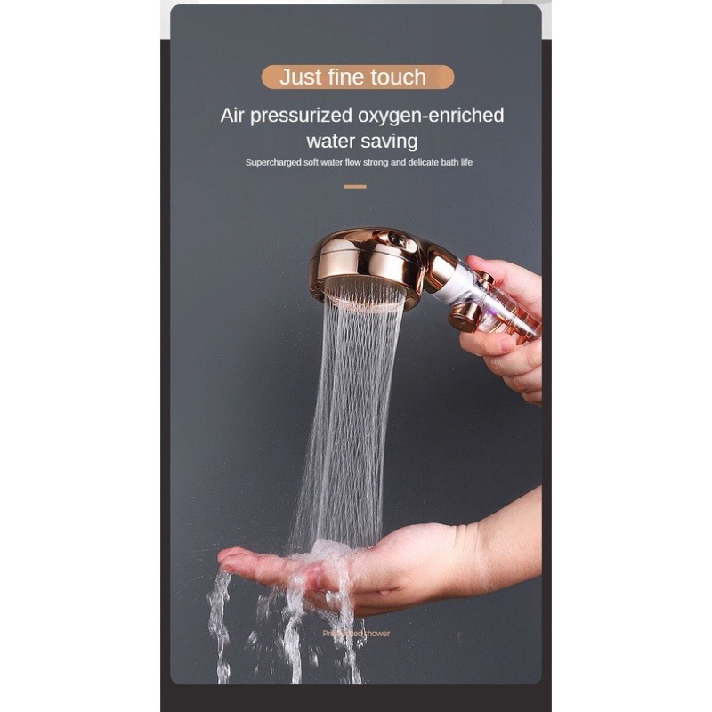 High Pressure Spray Turbo Shower Head One-Key Stop Water Saving Magic ...