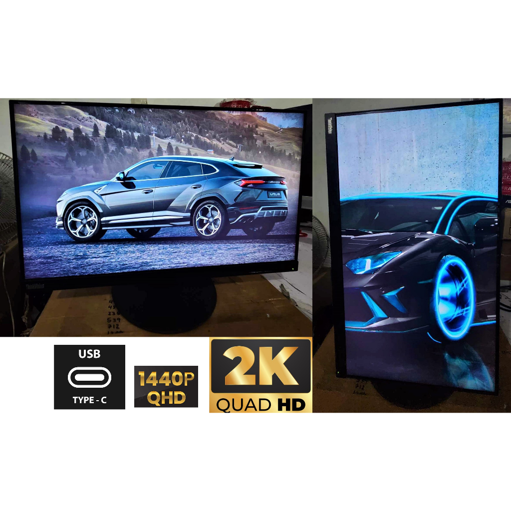 Lenovo Thinkpad 24" 2K Reso QHD 1440p Frameless IPS monitor,Rotate ...