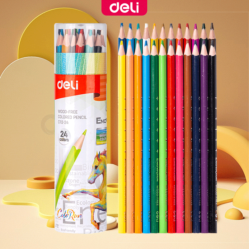 Deli 12/24Pcs Color Pencil Set Drawing Painting Set Colored Pencil ...