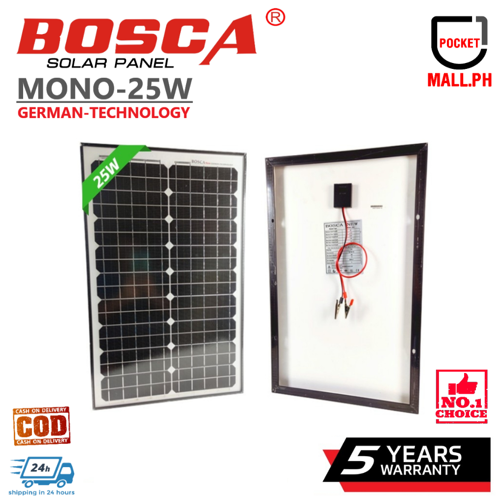 BOSCA 25W Solar Panel Mono 25 Watt 12 Volt Pv Solar Module Solar Cell ...
