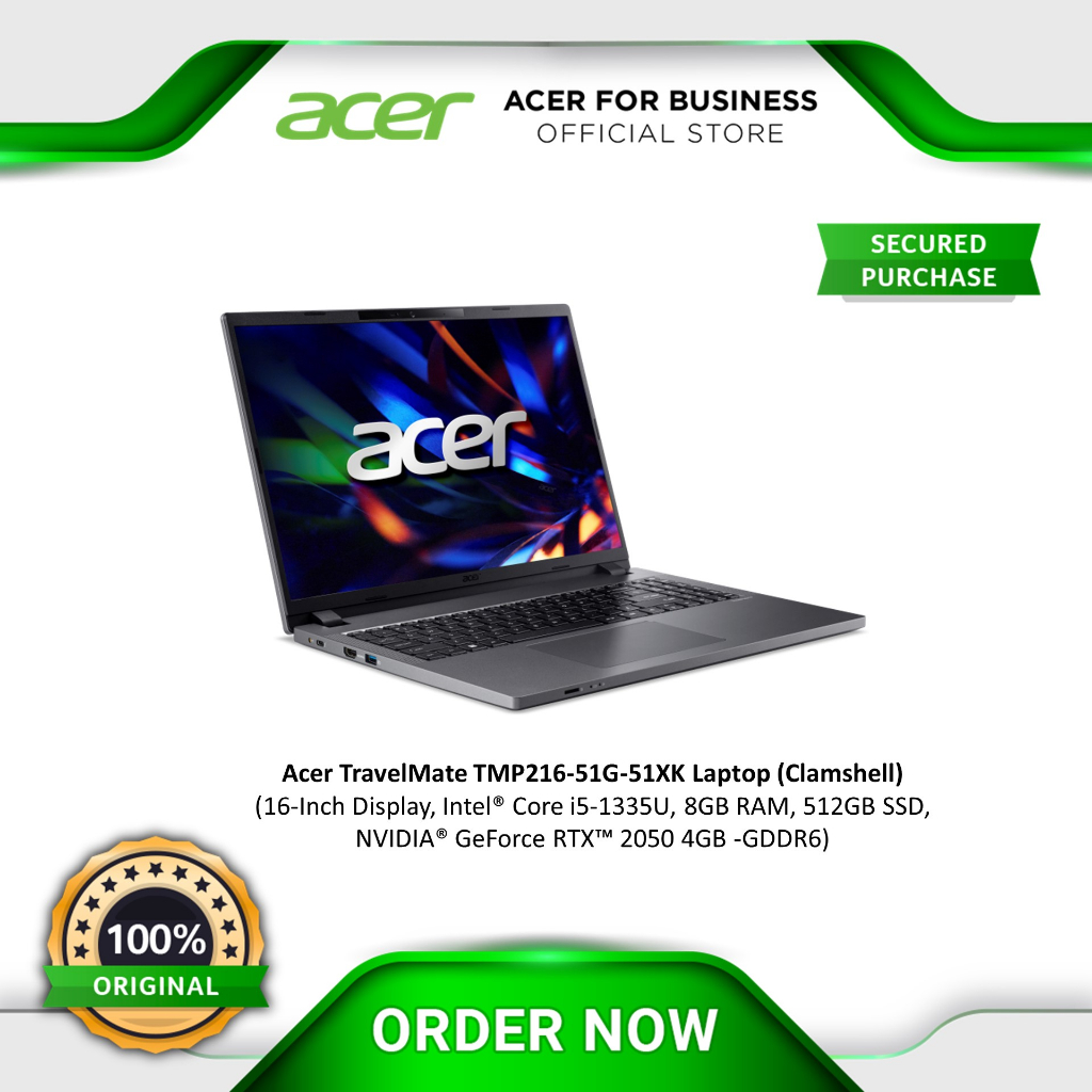 Acer TravelMate TMP216-51G-51XK Clamshell Laptop 8GB RAM 512GB SSD ...