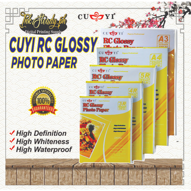 CUYI RC High Glossy Photo Paper 260GSM A3 / A4 / 5R / 4R / 3R (20 ...