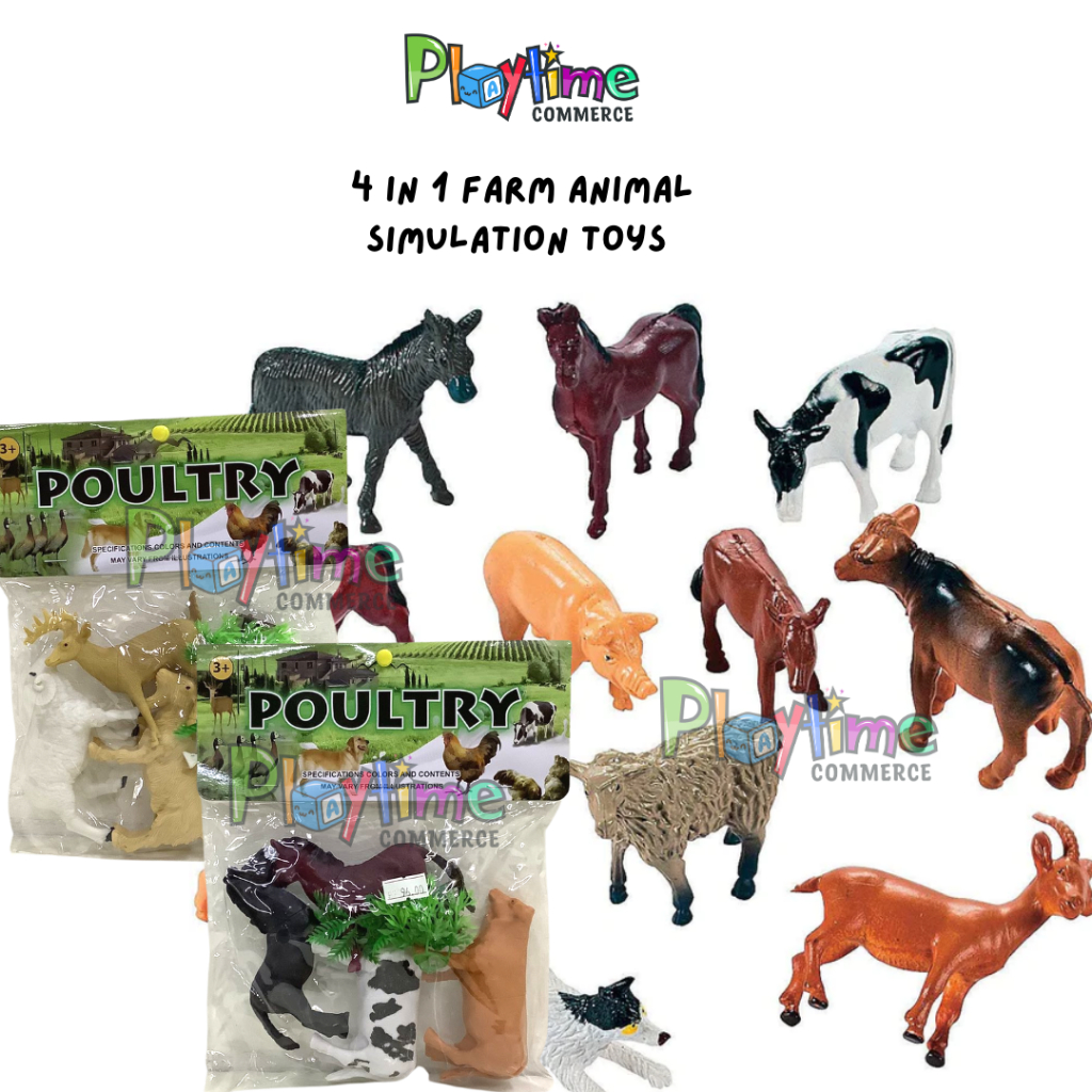 8 in 1 Farm Animals Pack Simulation Toys Rubberized Animal Science Toys ...