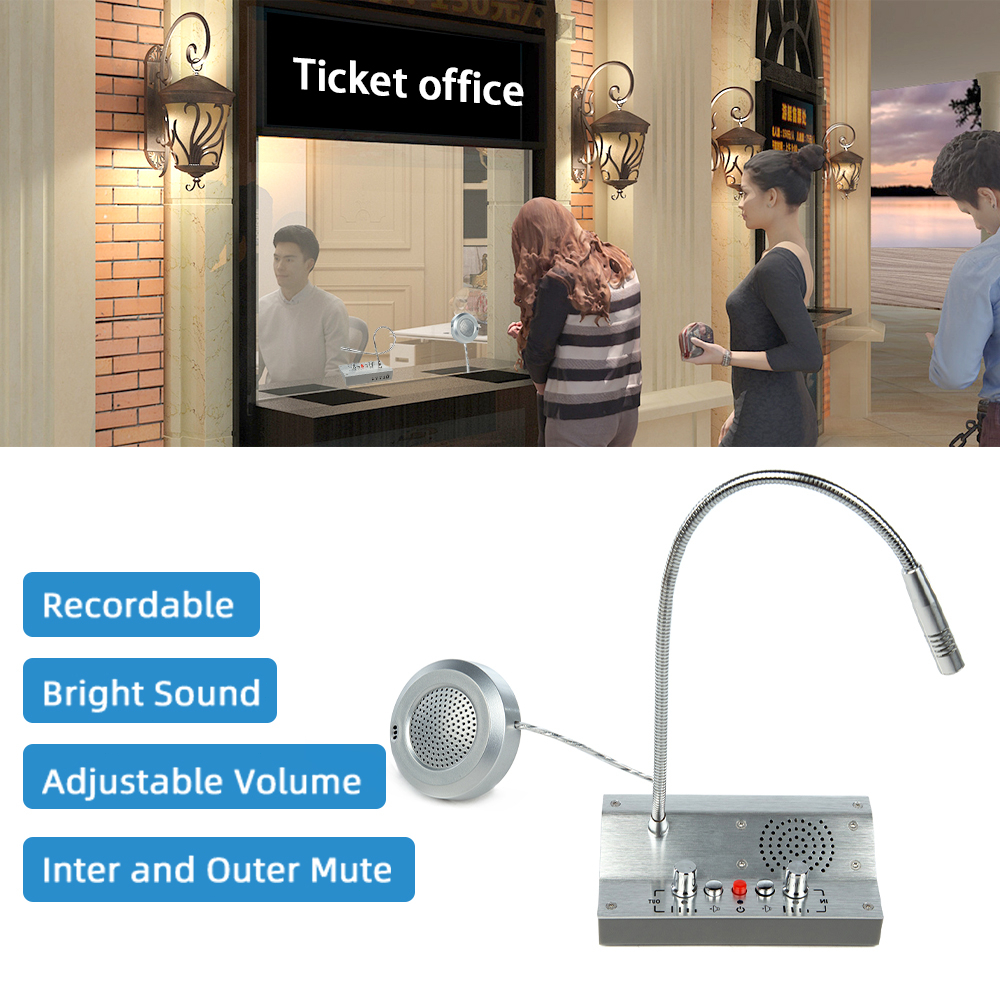 Window Intercom Speaker with Metal Plate, Mic and Speaker Dual Way ...