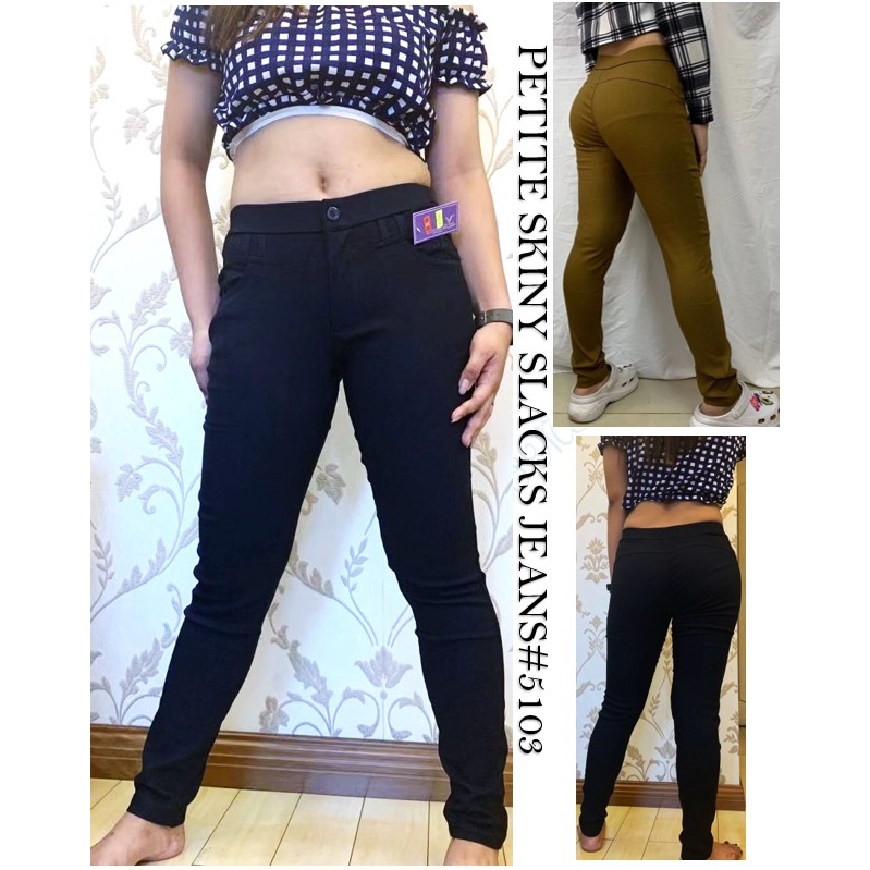 25-33 (5103) Strechable Skinny Slacks Pants W/2Pockets Button Lock & No ...