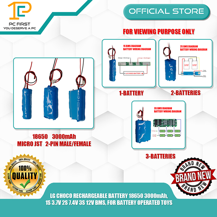 PC FIRST LG CHOCO RECHARGEABLE BATTERY 18650 3000mAh, 1S 3.7V 2S 7.4V ...
