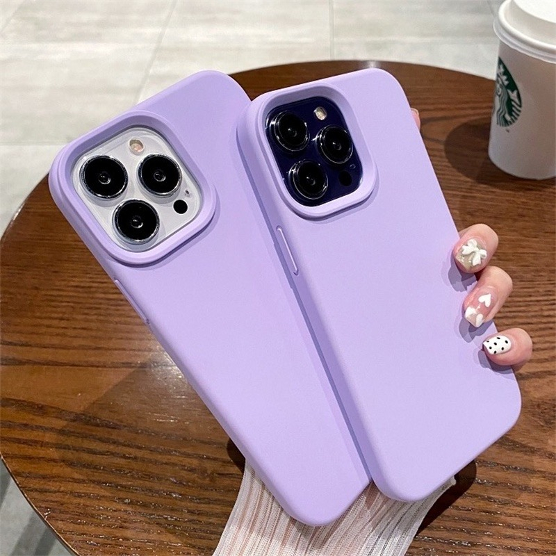 Light Purple Liquid Silicone Case for IPh 16 15 14 13 12 11 Promax XS ...