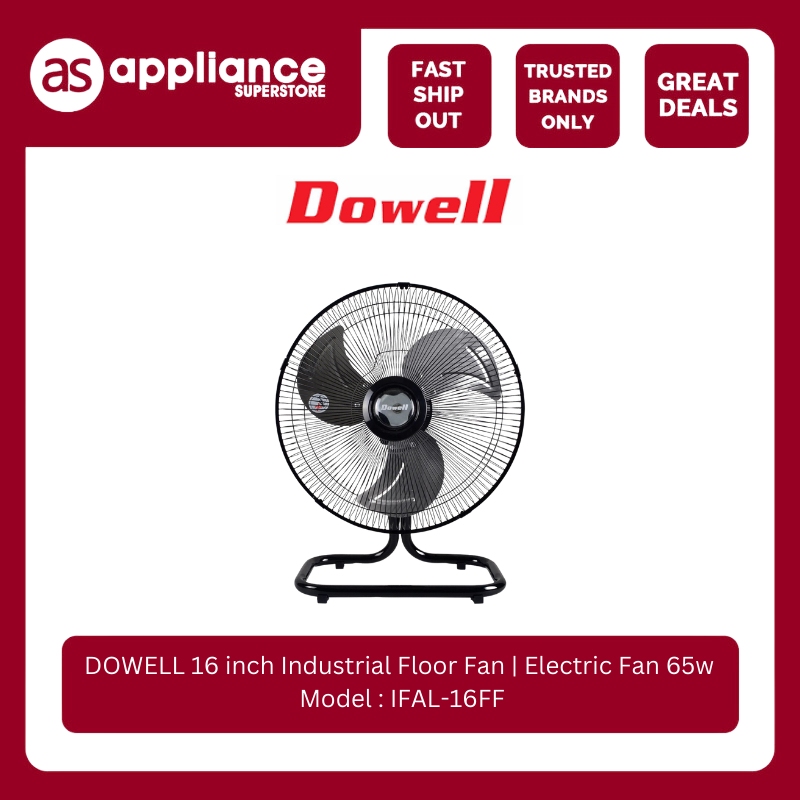 DOWELL 16" Floor Ground Desk Fan 5-Leaf Banana Blade Electric Fan Model ...