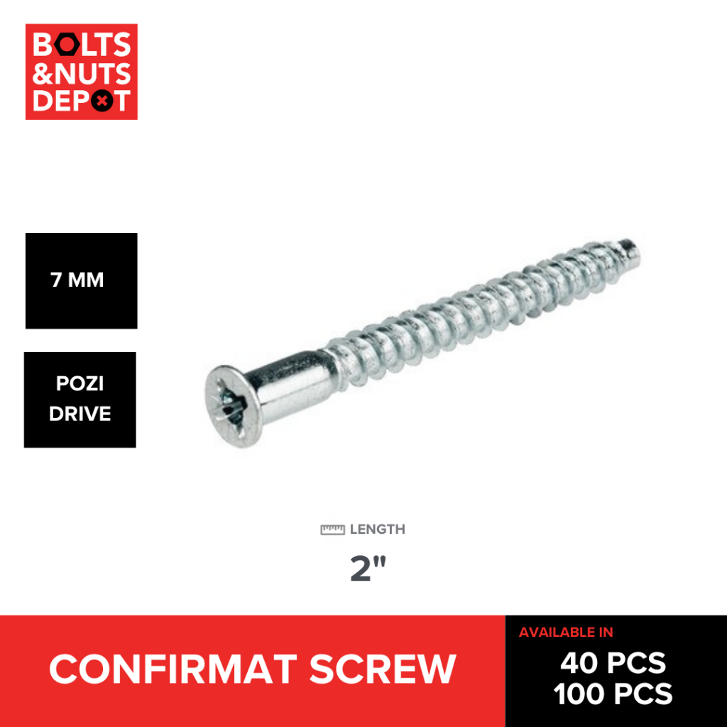 CONFIRMAT/CONNECTING SCREW M7X50mm (Pozi Drive) - 40 PCS/100 PCS ...