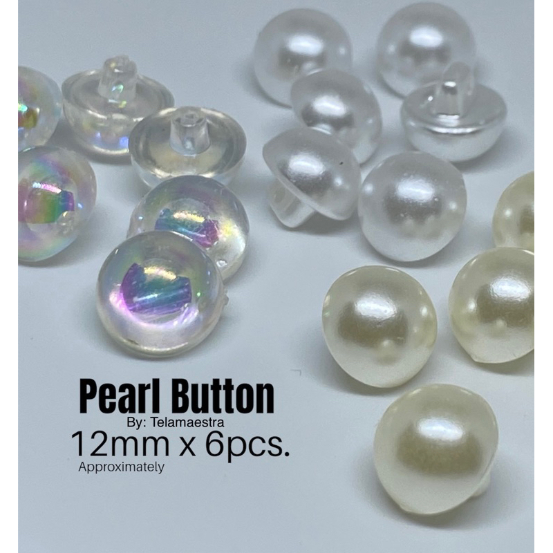 [6pcs] Pearl Button Perlas 12mm Butones Cream White Crystals Mushroom ...