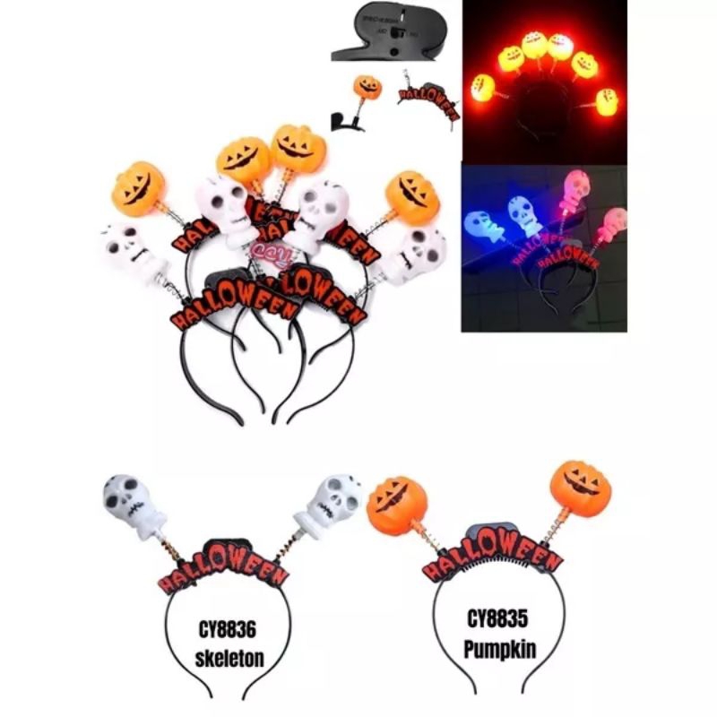 Glowing Halloween Headgear Pumpkin Skull with Dress up Headgear for ...